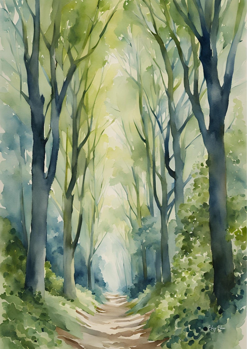 Tree Poster, Wall Art, Nature, Watercolor Painting, Woodland - Etsy