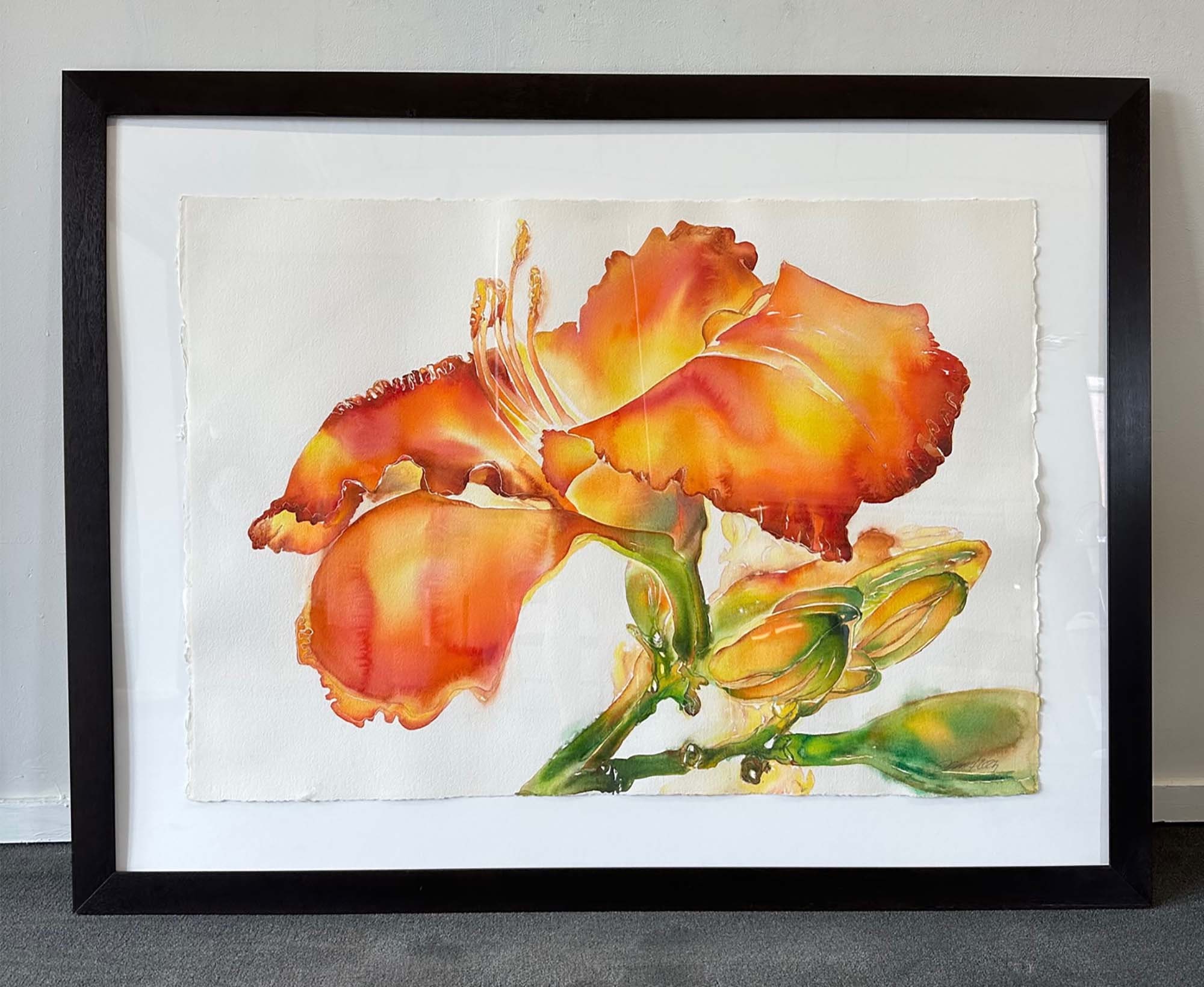 MAUI LILY Watercolor of Red Lily in Close up Dramatic Color and Design ...