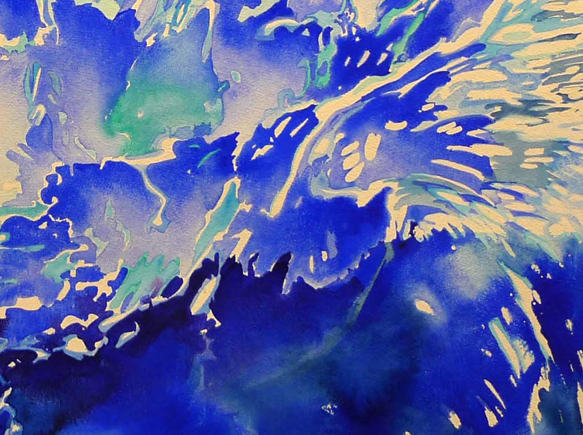 BIG SPLASH 30 X 40 Large Scale Watercolor of Water Splash in Dynamic ...