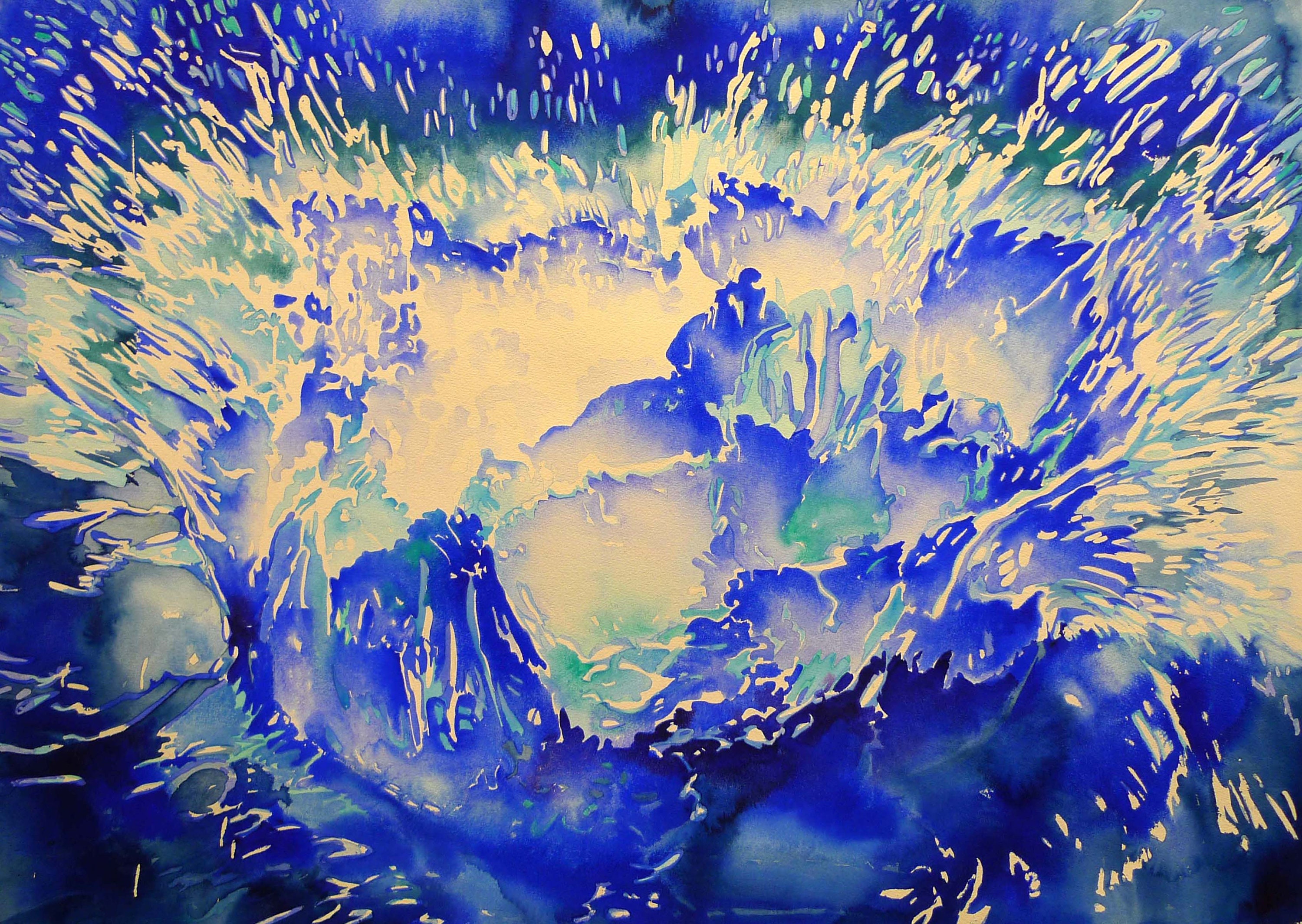 BIG SPLASH 30 X 40 Large Scale Watercolor of Water Splash in Dynamic ...