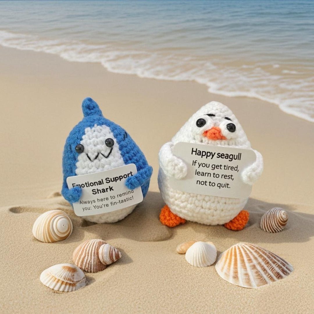 Positive Shark, Crochet Shark/dinosaur/seagull, Emotional Support ...