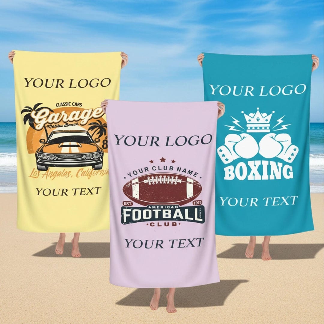 Custom Logo Beach Towel, Personalized Name Beach Towel, Quick Dry Beach ...