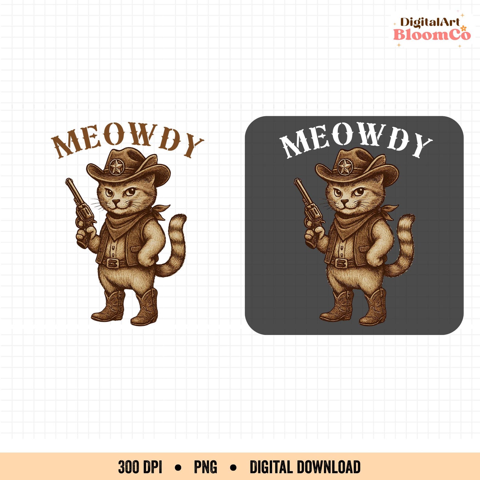 Meowdy Cowboy Cat PNG, Funny Western Cat Design Png, Funny Cat Png ...
