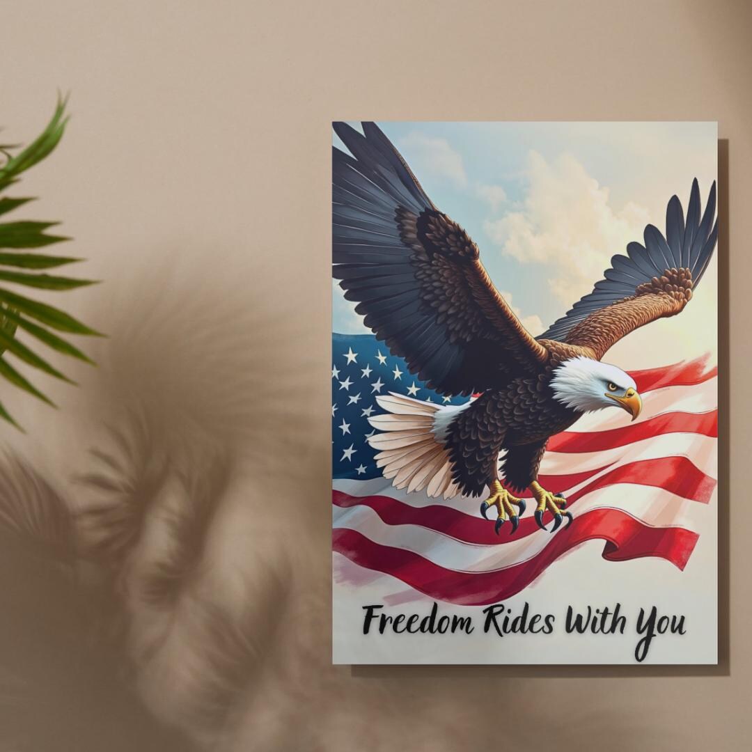 Patriotic Bald Eagle, American Flag Wall Poster, Giclée Print, Vintage ...