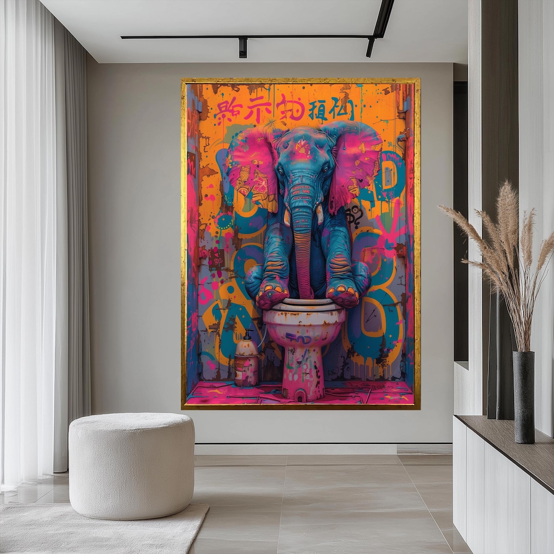 Colorful Elephant Graffiti Art, Pop Street Art Wall Mural - Etsy