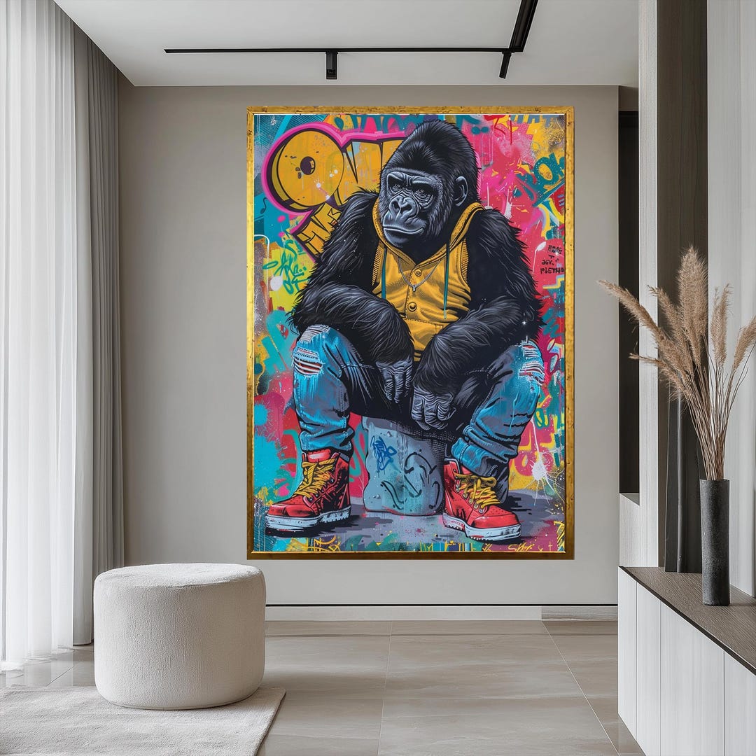 Graffiti Gorilla Canvas Art – Urban Ape in Sport Outfit - Etsy