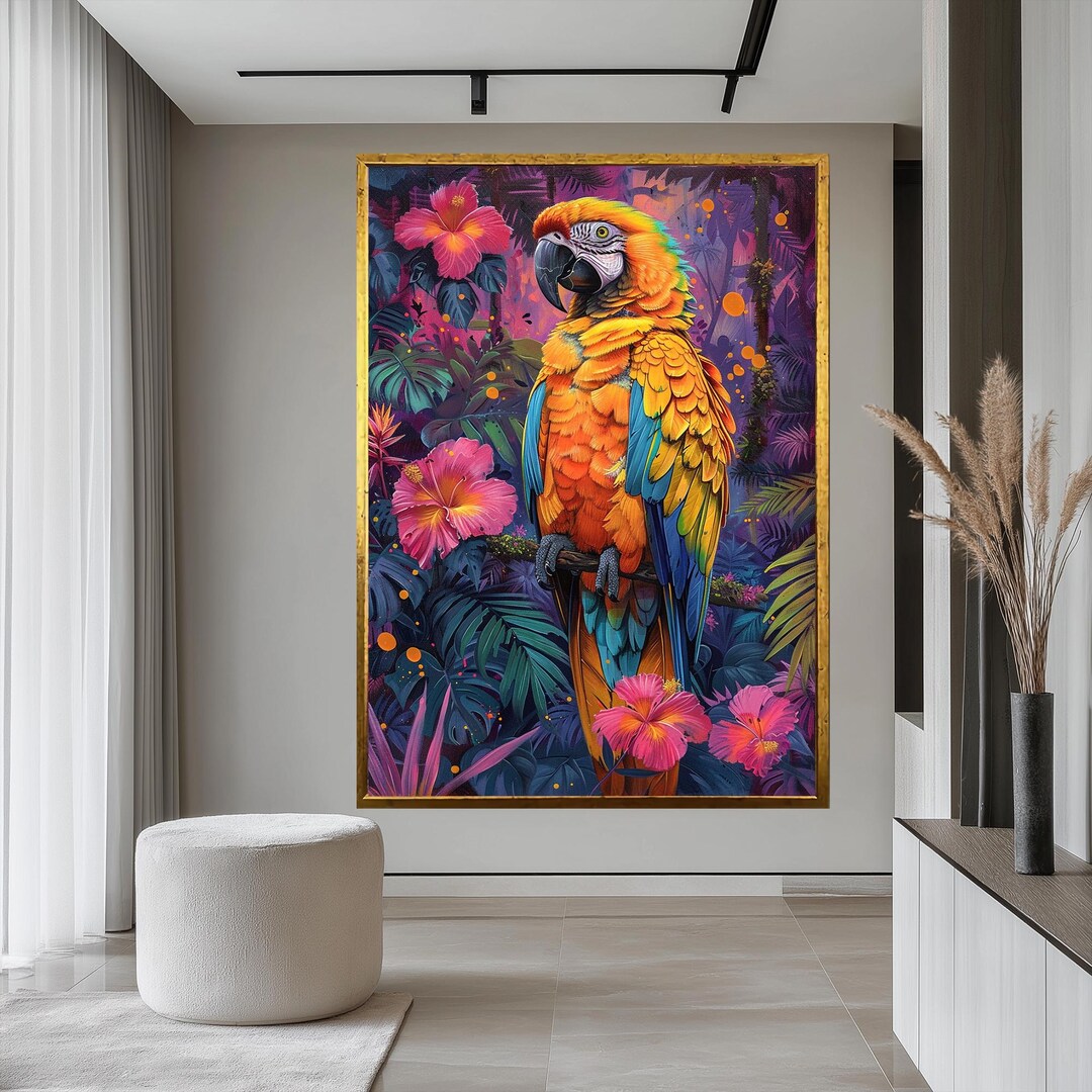Tropical Parrot Canvas Print, Exotic Bird Wall Art - Etsy