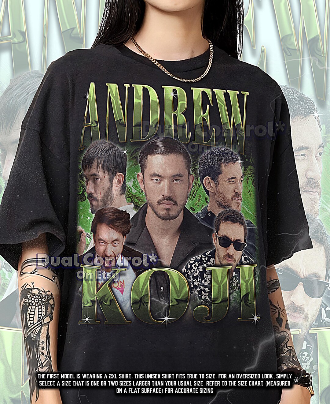 Andrew Koji T-shirt, Vintage Actor Star Action Celebrity Performer Tee ...