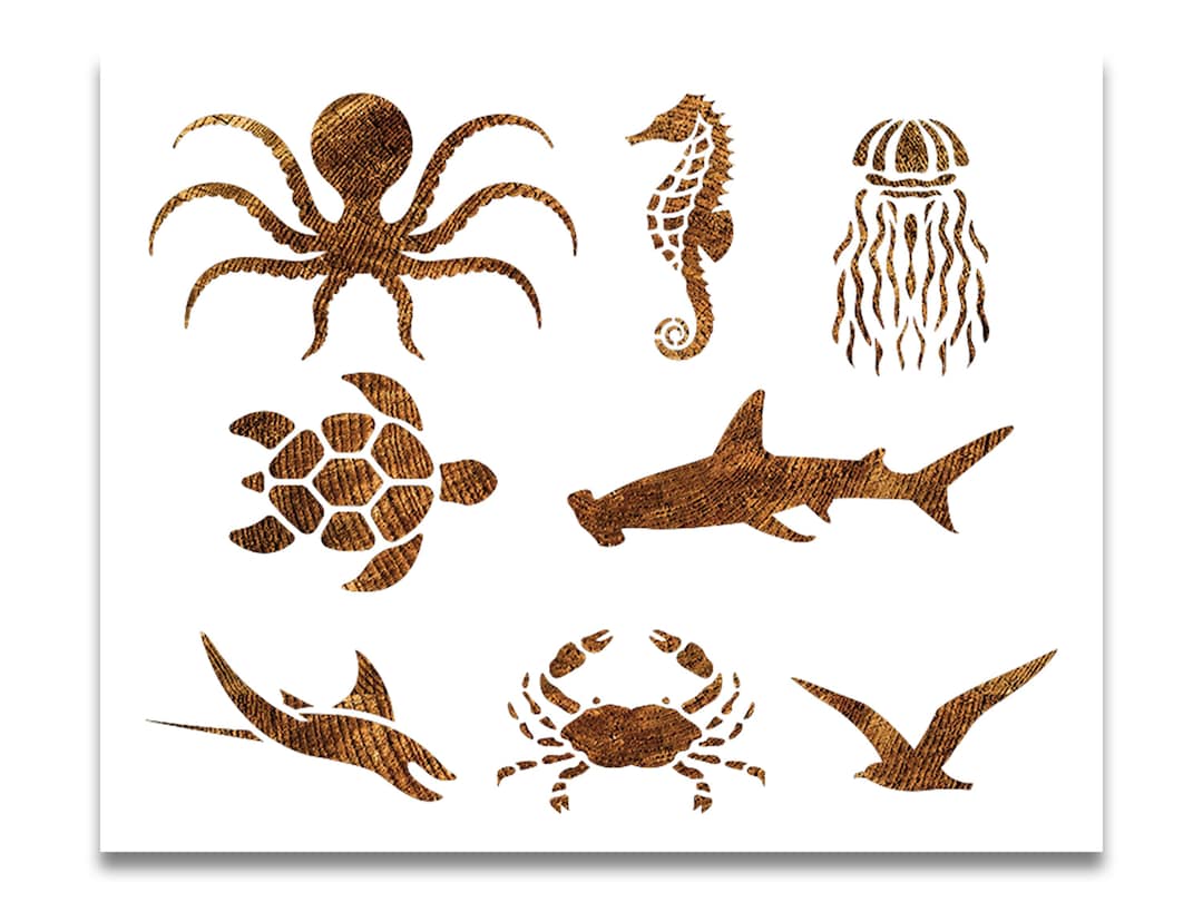 Sea Ocean Animals Stencil - Reusable Color, Draw, & Paint Stencil - Etsy
