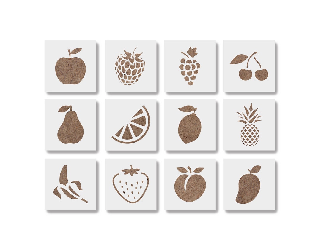 Fruits Stencil - 12 Pack - 4'x4' - Reusable Color, Draw, Paint ...