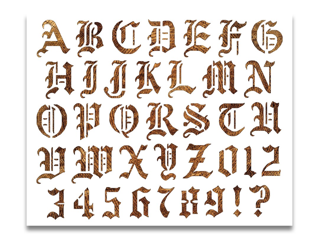 Old English Font Stencil - 11'x9' - Reusable Color, Draw, & Paint ...