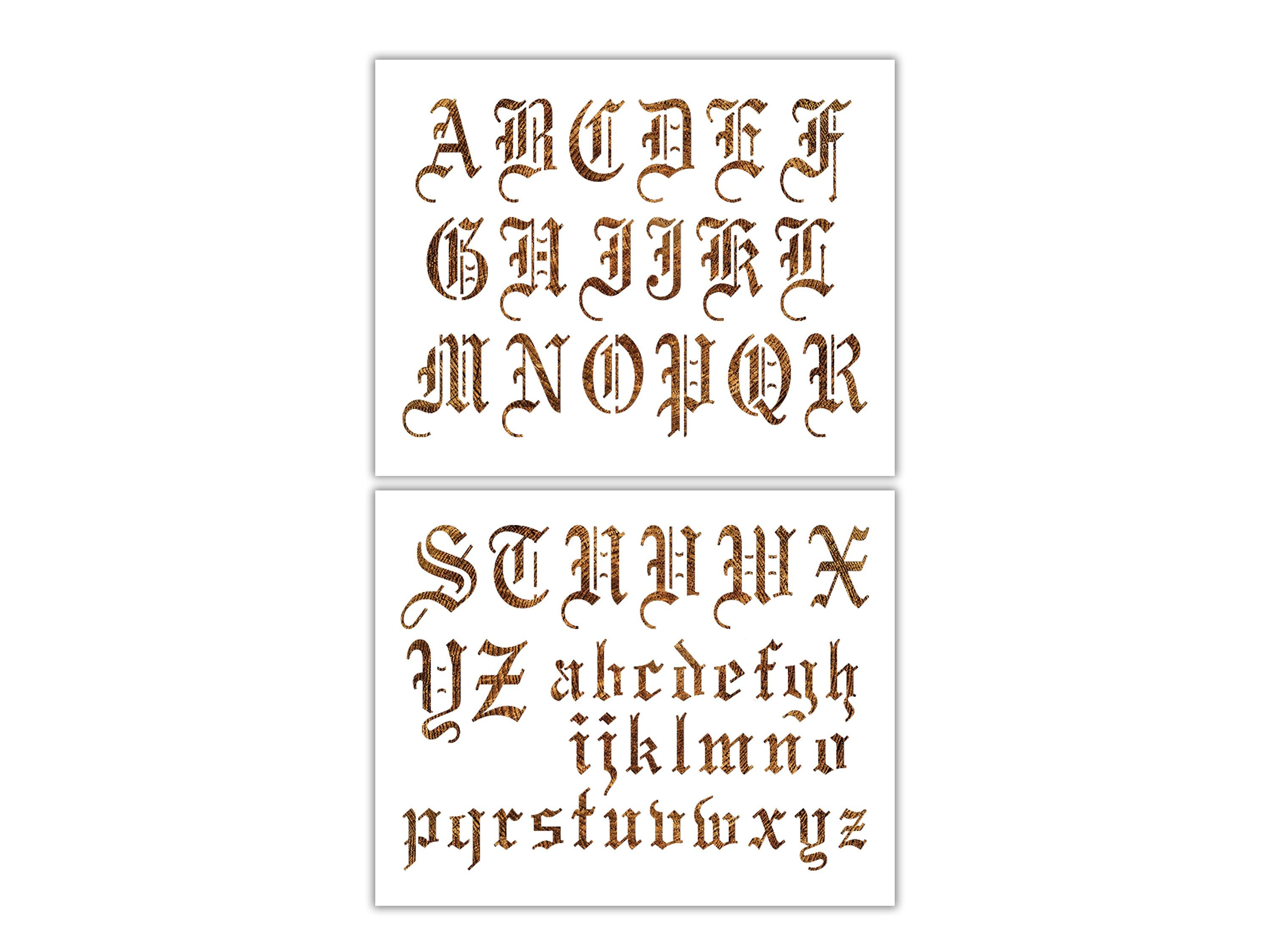 Old English Font Stencil - Size Options - Reusable Alphabet Color, Draw ...