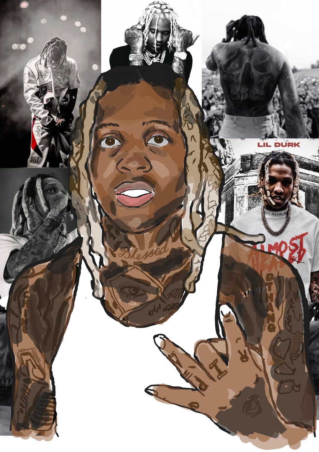 Lil Durk Fan Art Collage: Hip Hop Rapper Digital Print (PNG Download - Etsy