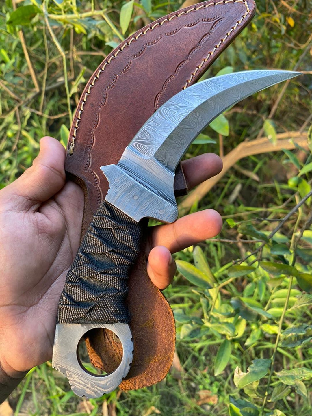 Beautiful Custom Handmade Damascus Steel Karambit Knives Gift ...