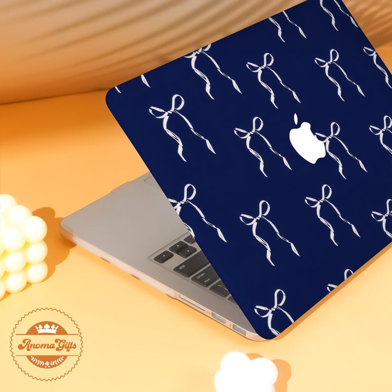 Dark Blue Bow Matte Hard New 2025 Laptop Case for MacBook Air 13/14/15 ...