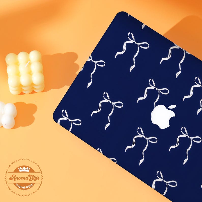 Dark Blue Bow Matte Hard New 2025 Laptop Case for MacBook Air 13/14/15 ...