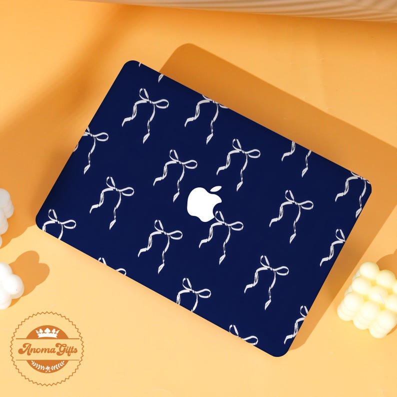 Dark Blue Bow Matte Hard New 2025 Laptop Case for MacBook Air 13/14/15 ...