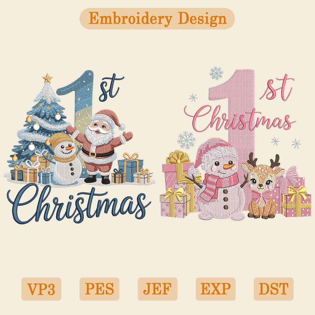 1st Christmas Embroidery Design, Baby Boys, Baby Girls Machine ...