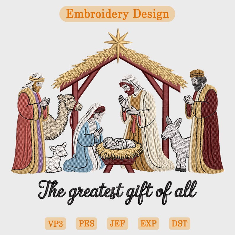 Embroidery Nativity Scene Design, Christian Christmas Machine ...