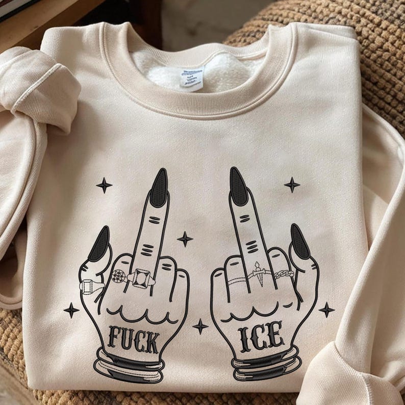 Fck Ice Embroidery Design, Anti-trump Fuck Ice Embroidered File ...