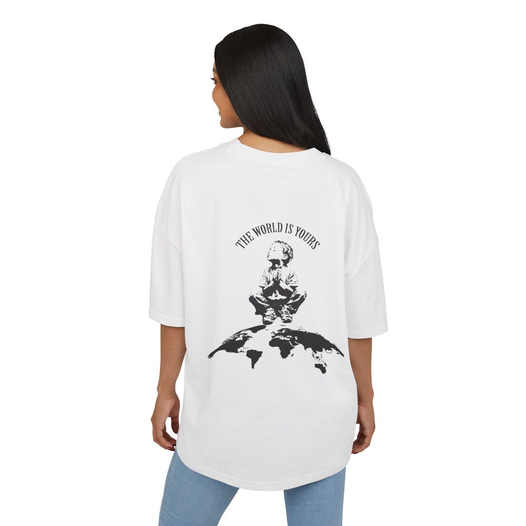 Unisex Statement Box Tee - the World is Yours Graphic Tee, Oversized ...