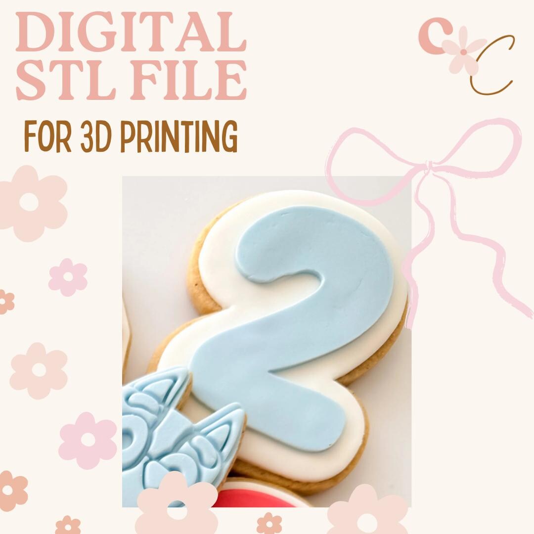Number 2 - Cookie Stamp and Cutter DIGITAL STL File - Etsy Australia