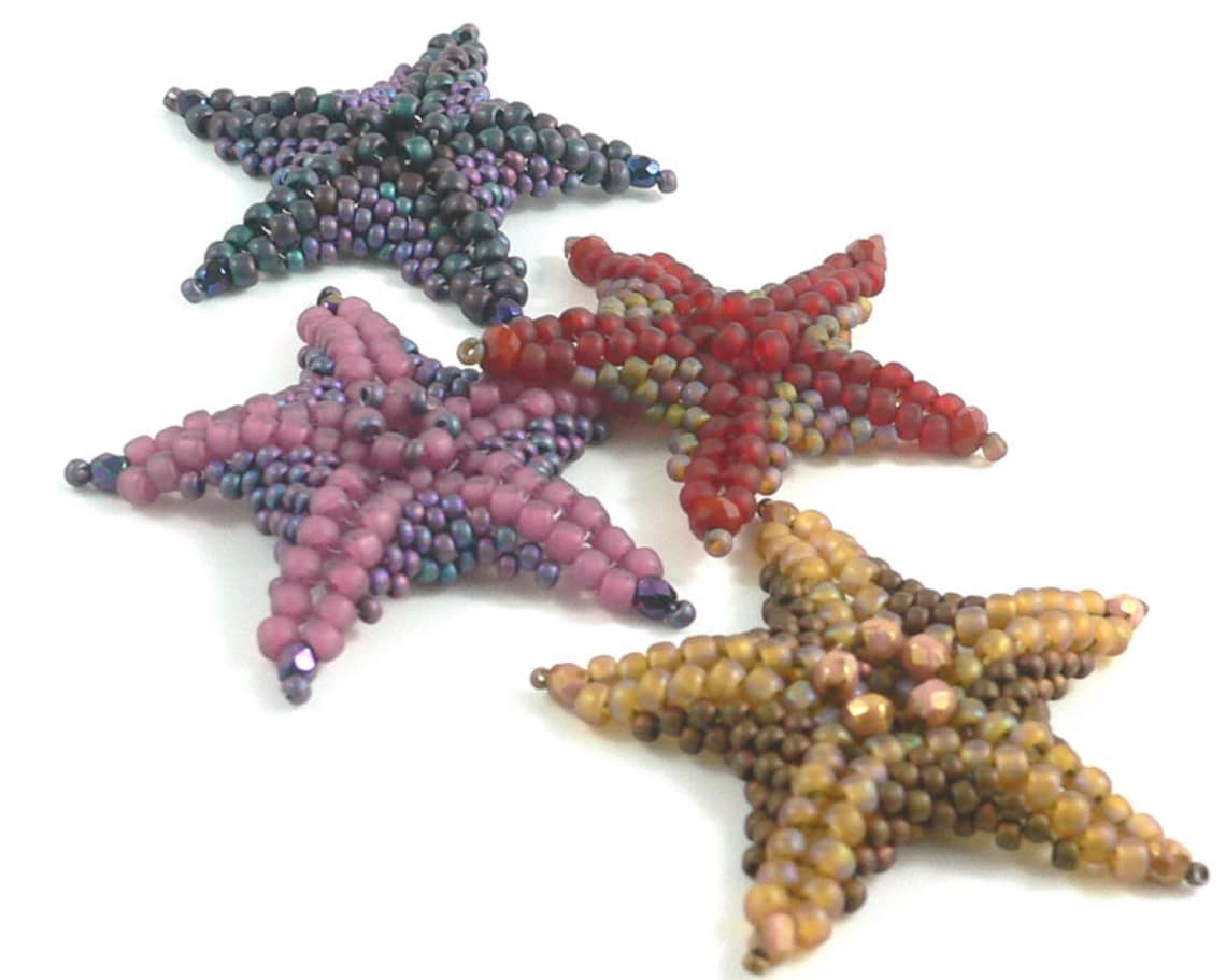 Sea Stars Also Known as Starfish Bead Weaving Instructions and Tutorial ...