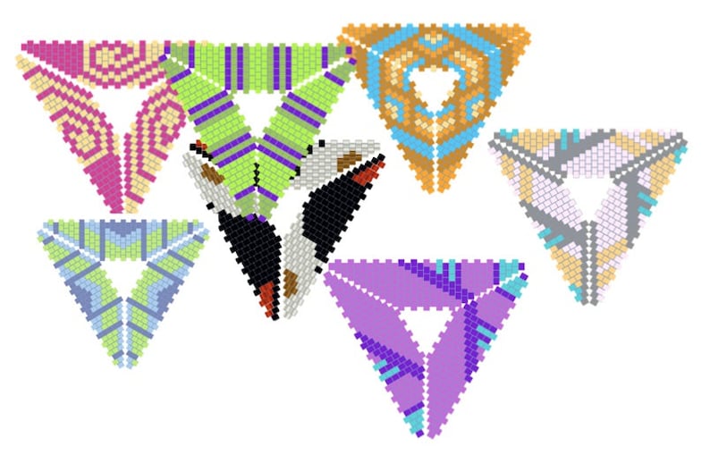 Seven Beadweaving Graphs for Peyote Triangle Shapes: Instant ...
