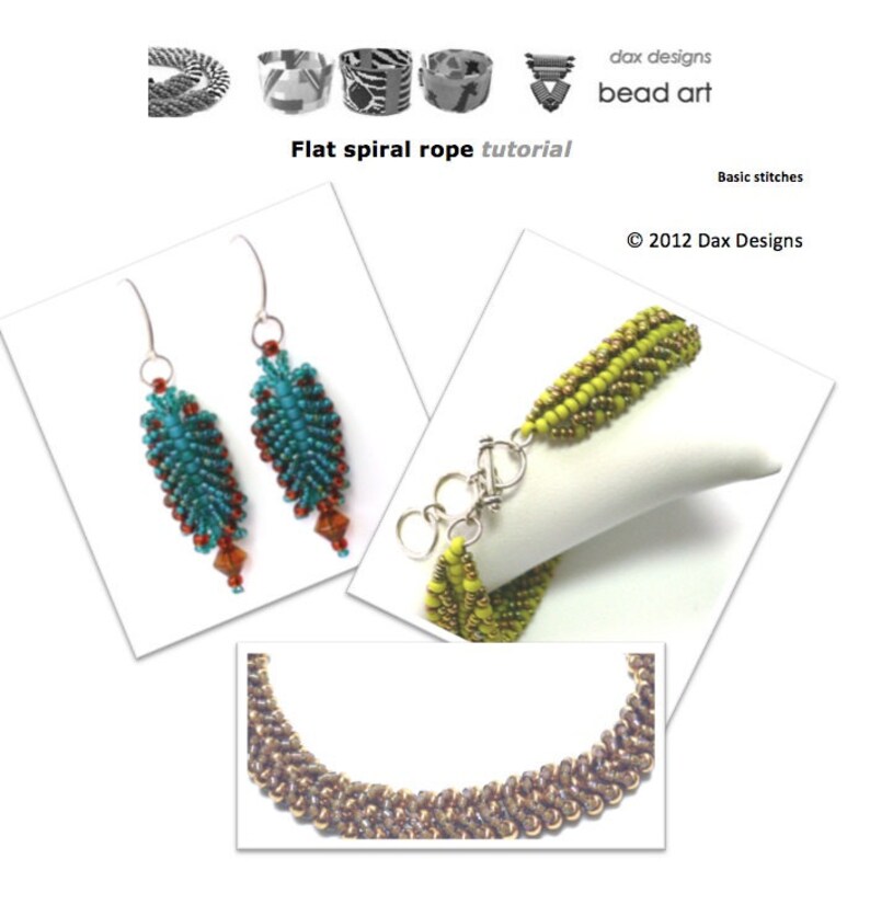 Flat Spiral Beadweaving Tutorial and Earring and Bracelet Instant ...