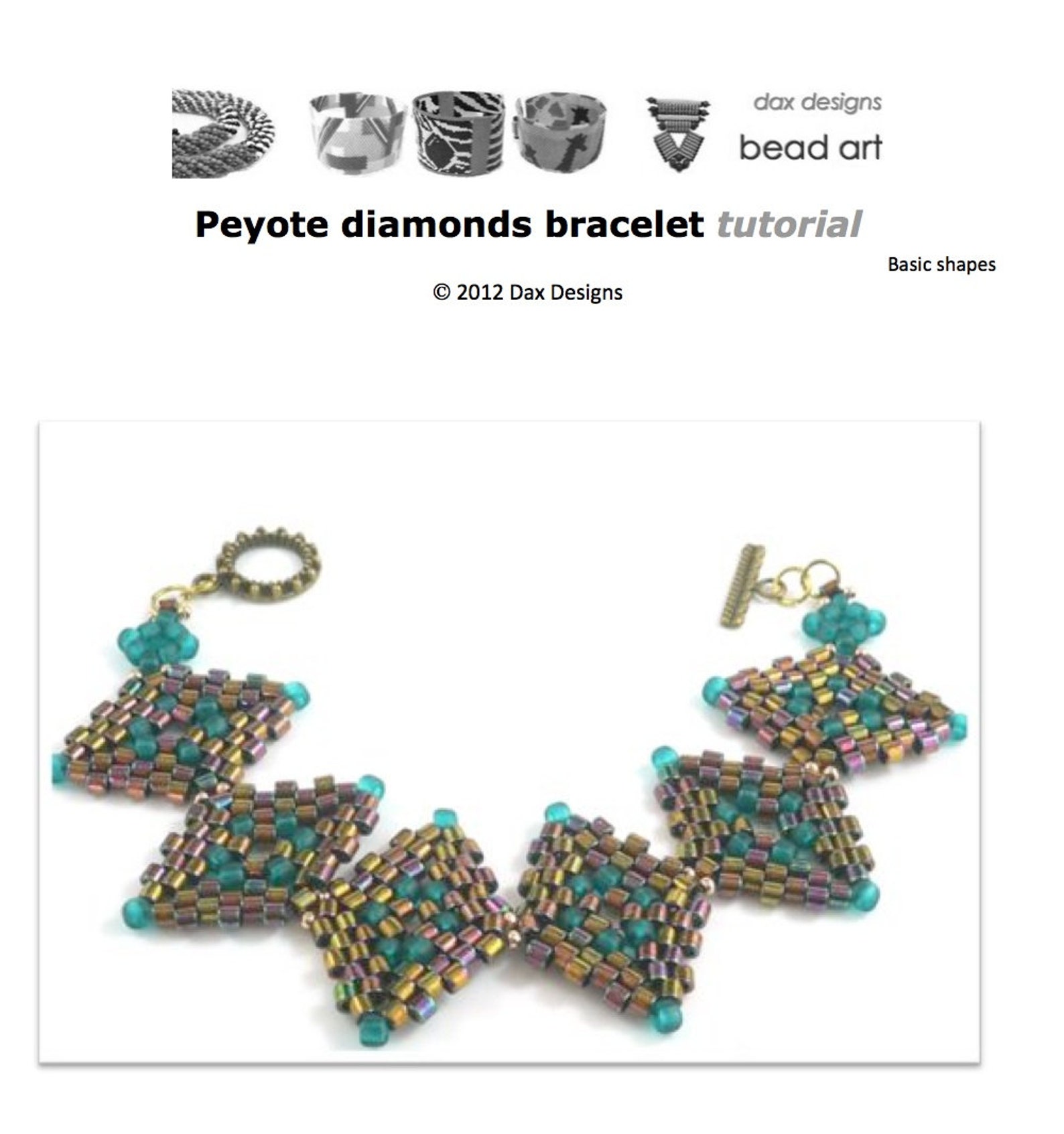 Diamond Peyote Shape Cuff Bracelet Instructions and Tutorial: Instant ...