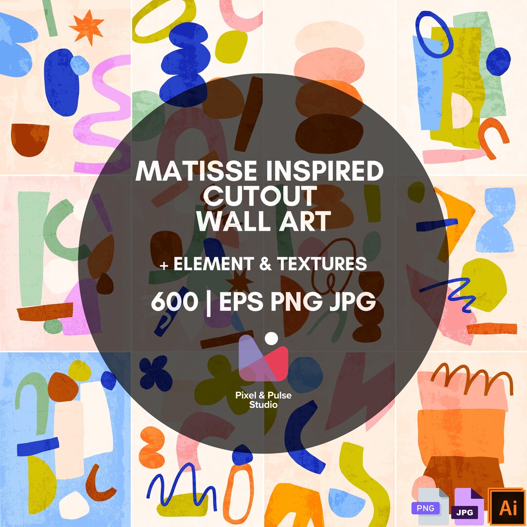 Matisse Inspired Cutout Art Bundle: Abstract Geometric Shapes, Modern ...