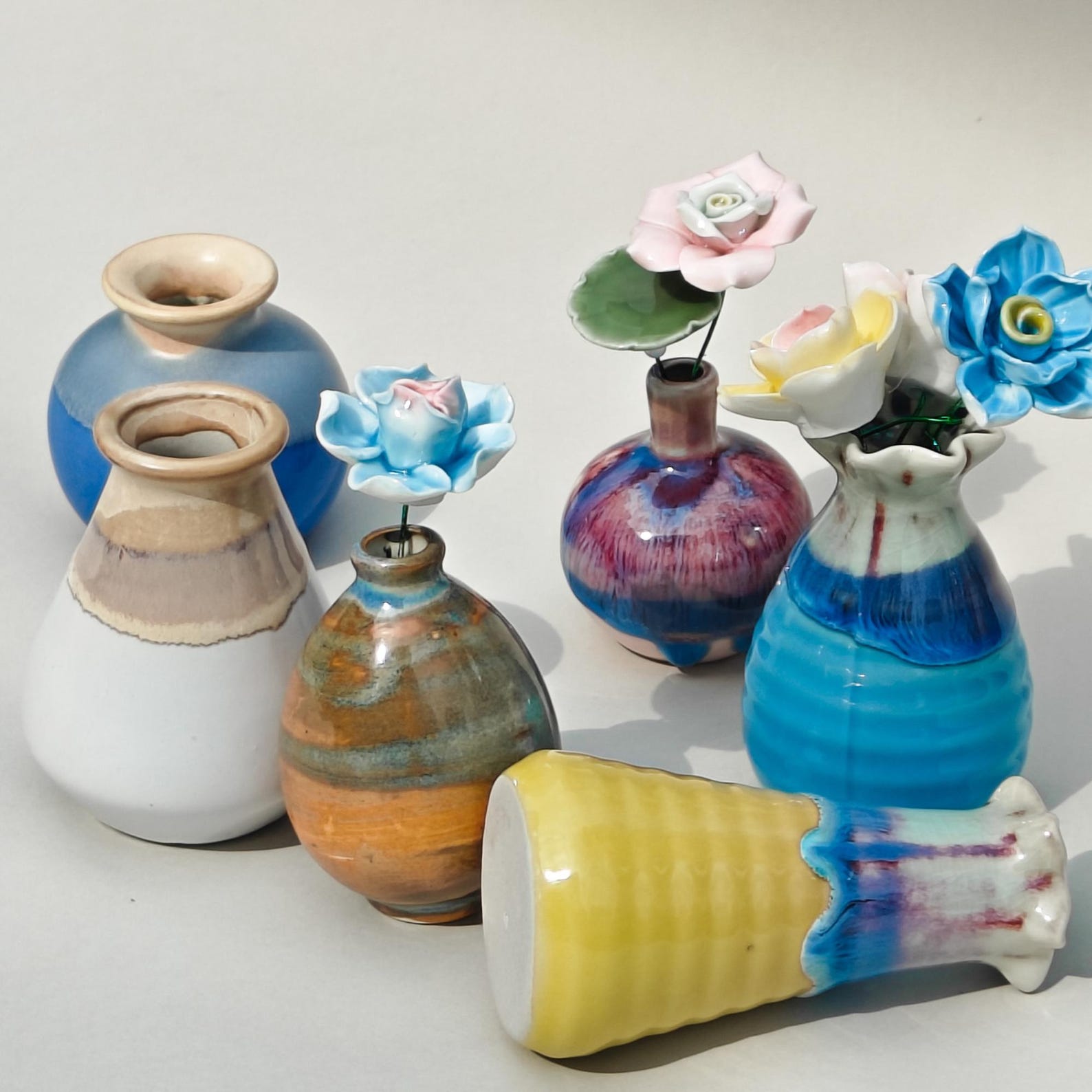Handmade Ceramic Flower Bouquet With Stems,forever Flowers,realistic ...