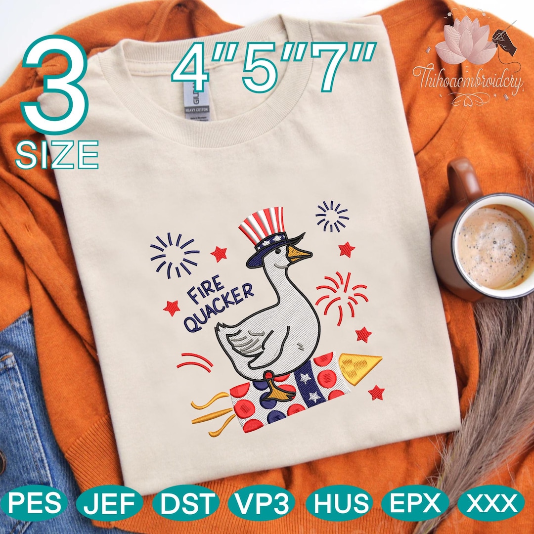Fire Quacker Machine Embroidery Designs, Happy Independence Day ...