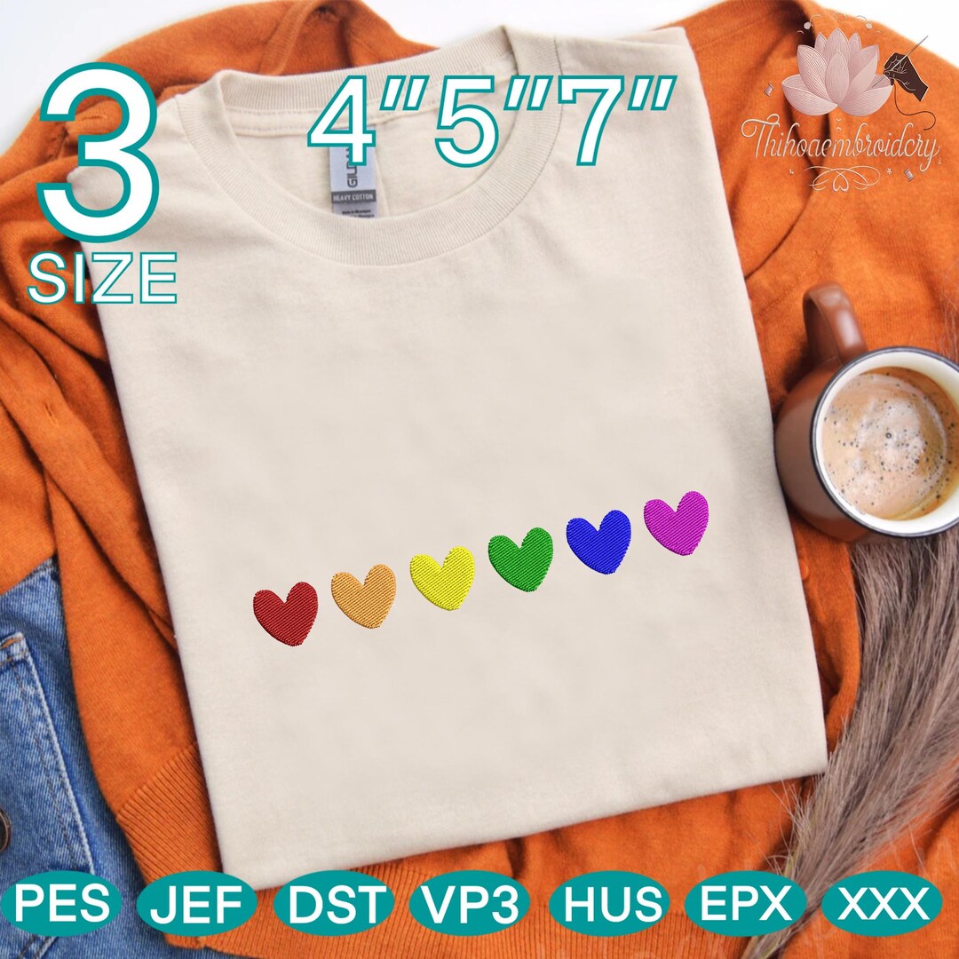 Pride Love Machine Embroidery Designs, Rainbow Heart Embroidery ...