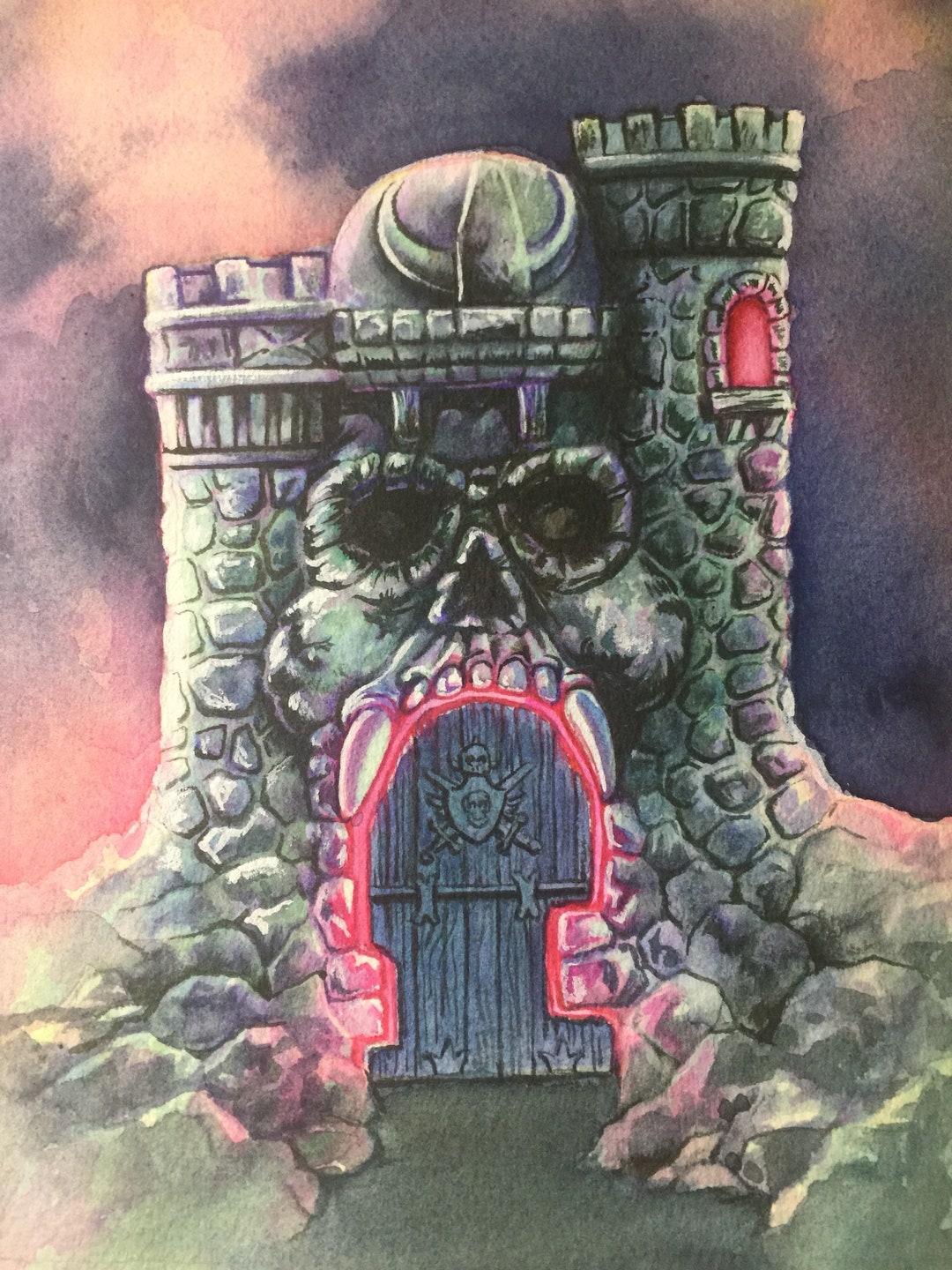 Castle Grayskull Watercolour Fanart Original Painting MOTU - Etsy