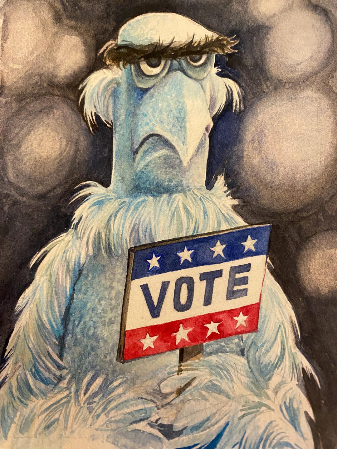 VOTE Sam the Eagle Watercolour Painting Original Muppet Portrait - Etsy