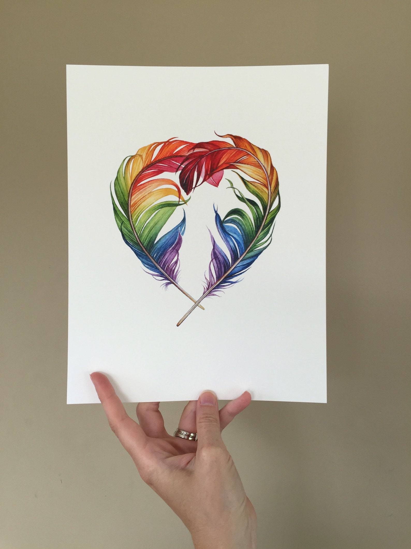 Rainbow Feather Heart Love is Love LGBTQIA | Etsy