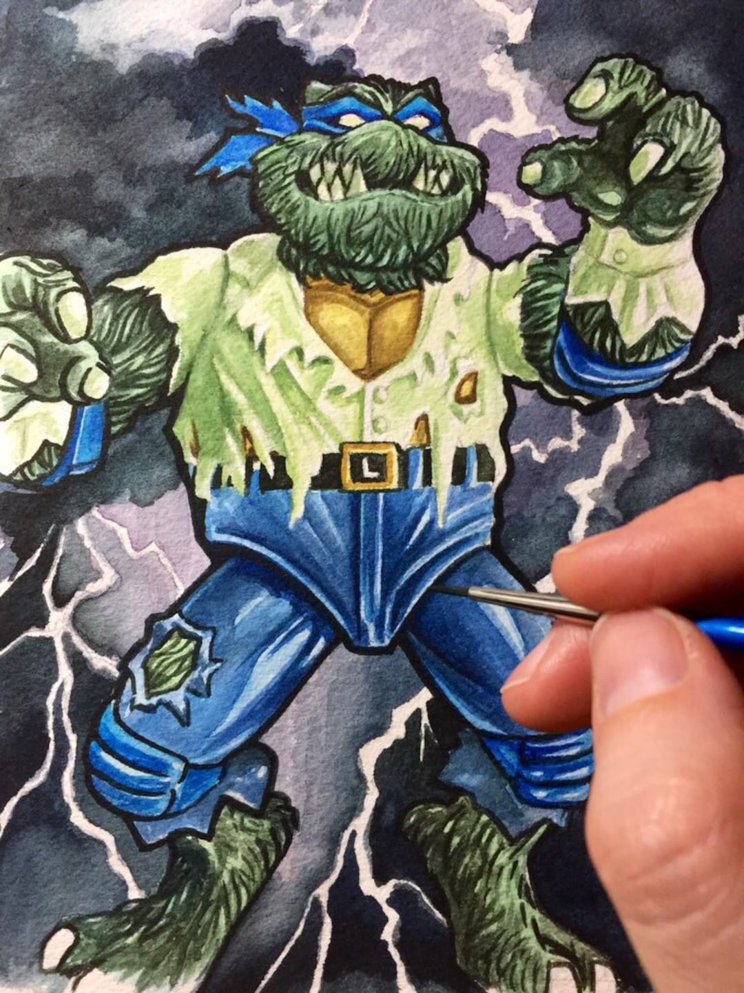 Leo as the Wolfman Original Teenage Mutant Ninja Turtle Watercolour ...