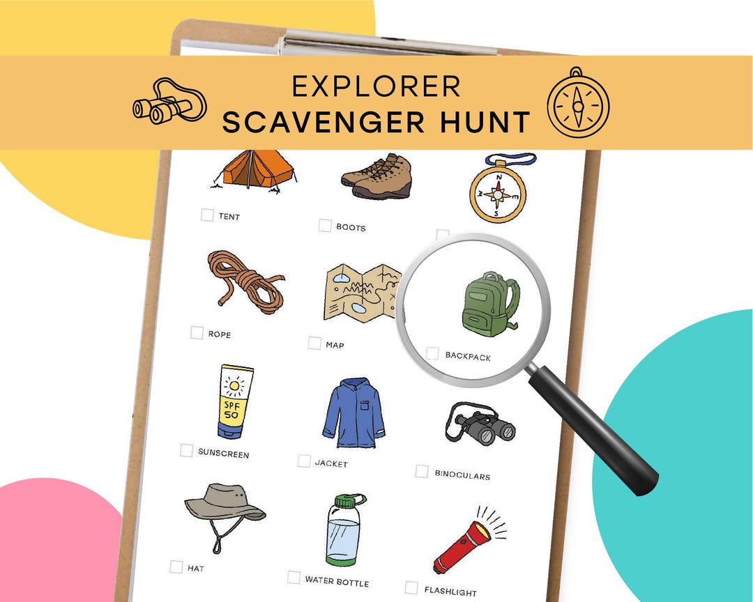 Explorer Scavenger Hunt | Printable Kids Indoor Activity | Treasure ...