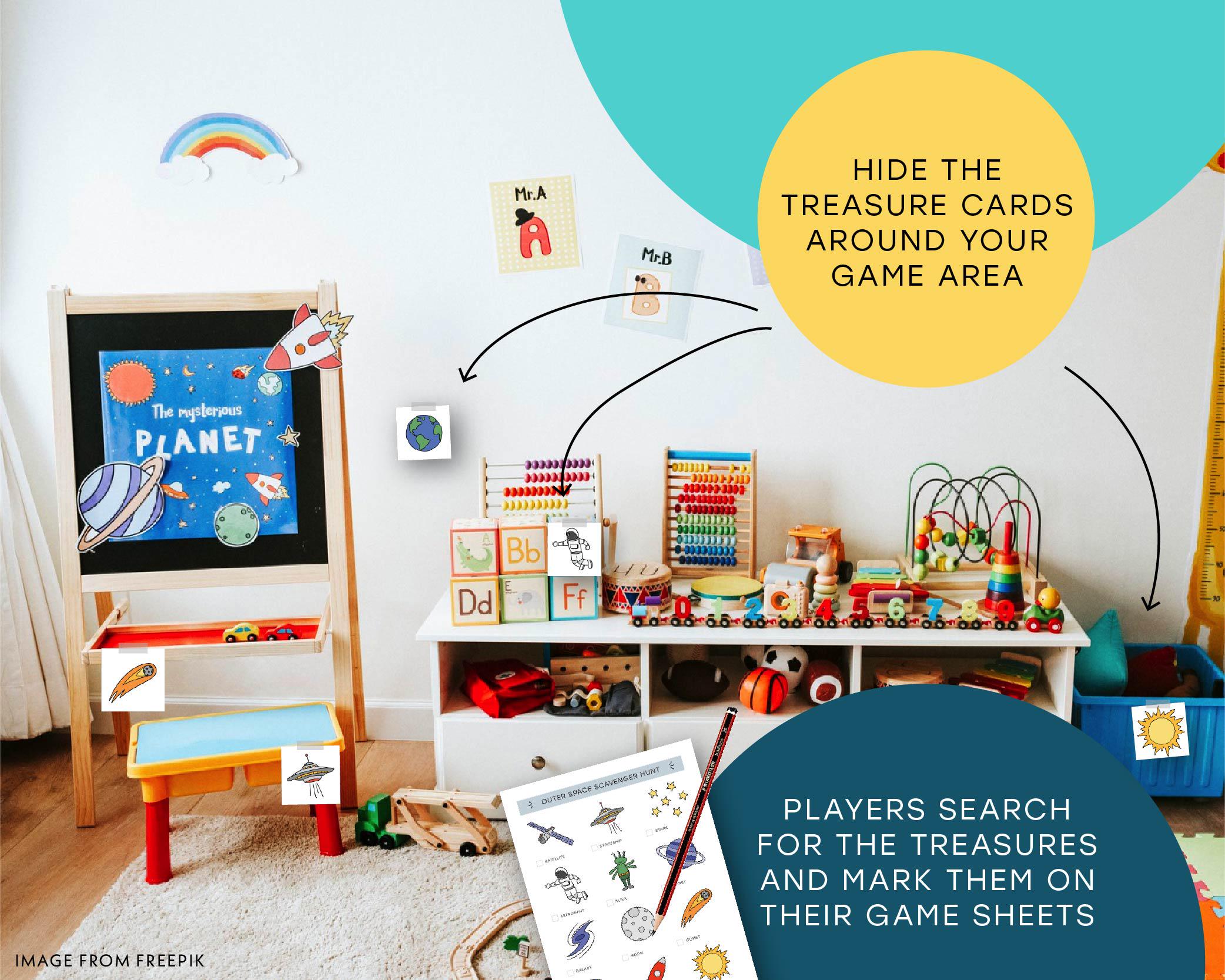 Outer Space Scavenger Hunt | Printable Kids Indoor Activity | Treasure ...