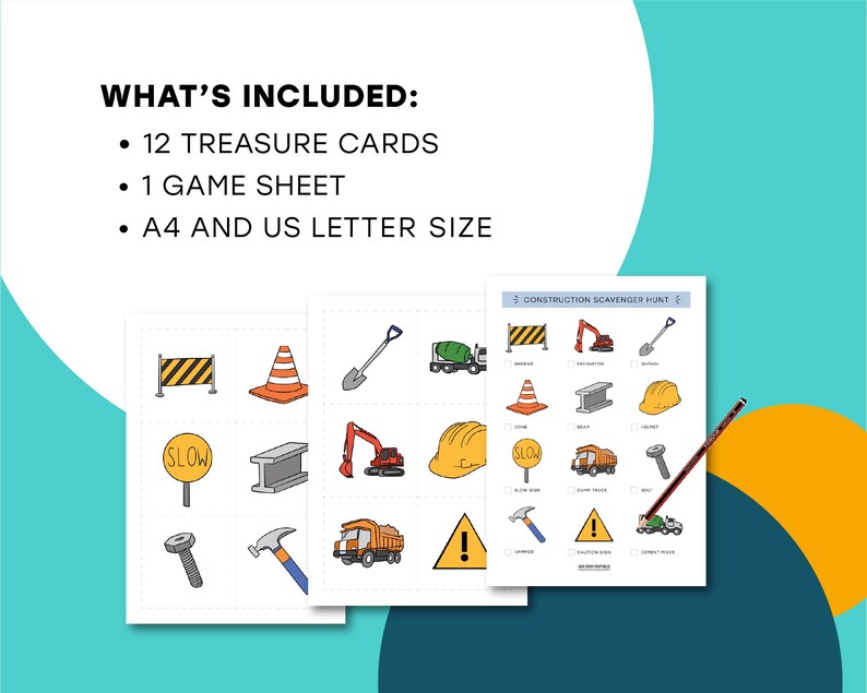 Construction Scavenger Hunt | Printable Kids Indoor Activity | Treasure ...