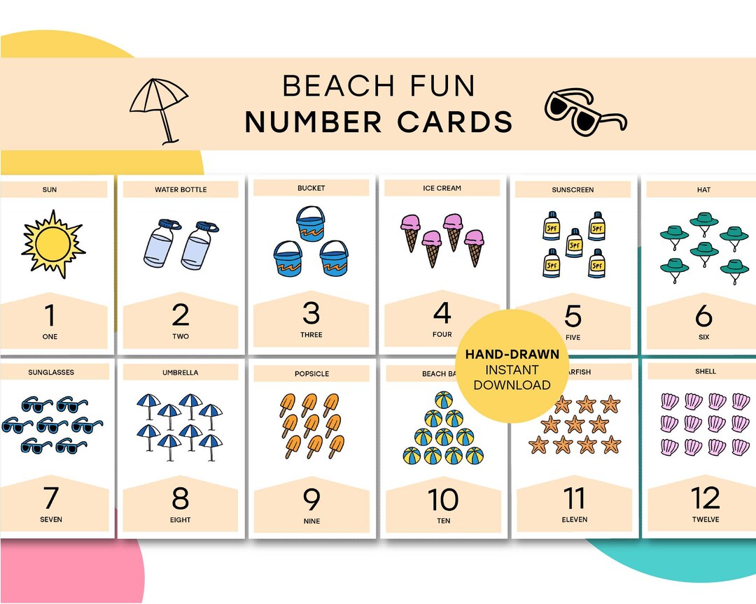Beach Fun Number Cards | Printable Flashcards | Kids Learning Activity ...