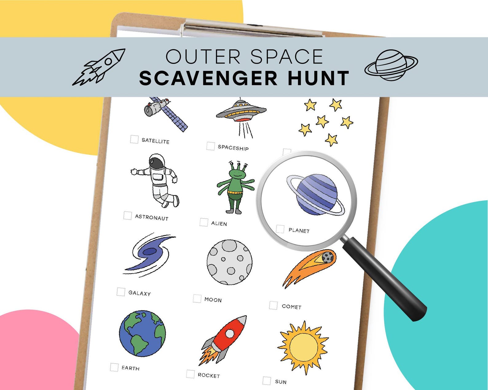 Outer Space Scavenger Hunt | Printable Kids Indoor Activity | Treasure ...
