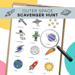 Outer Space Scavenger Hunt | Printable Kids Indoor Activity | Treasure ...