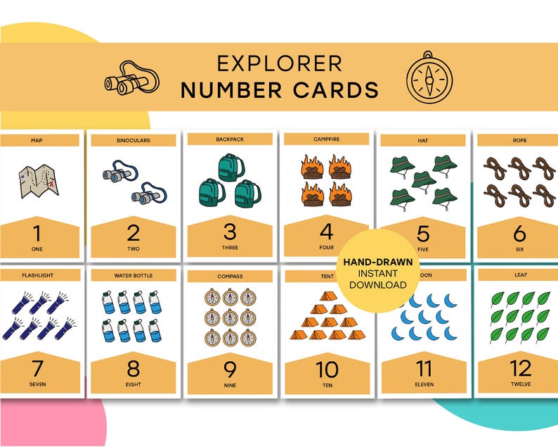 Explorer Number Matching | Printable Flashcard | Kids Learning Activity ...