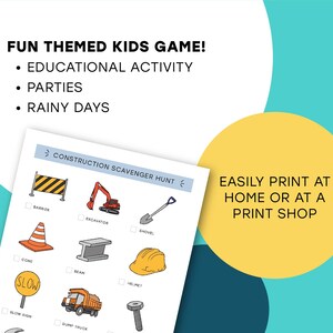 Construction Scavenger Hunt | Printable Kids Indoor Activity | Treasure ...
