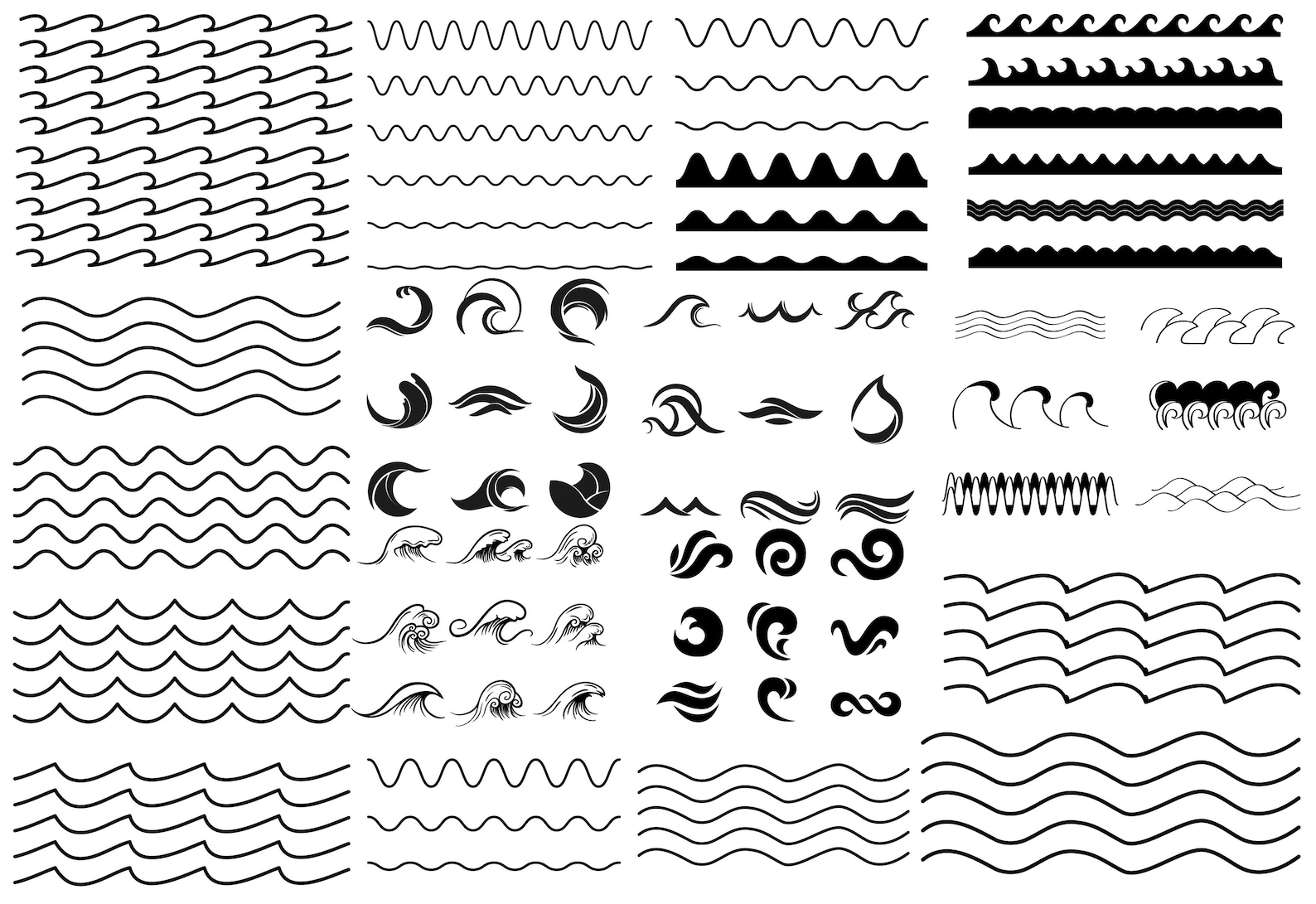 Wave Line Art Bundle | Ocean Wave Clipart | Digital Svg Png Eps Ai ...