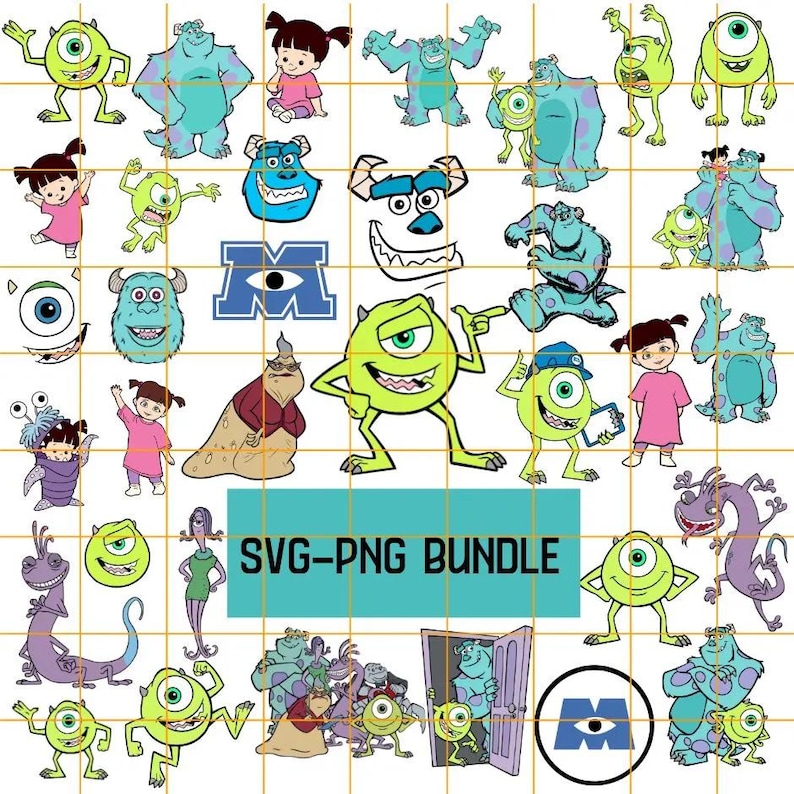 Monsters Svg Png Bundle, Sully SVG Digital File, Mike Boo Svg Printable ...
