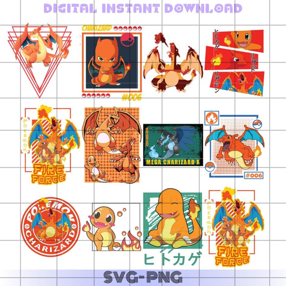 Pokemon Charizard Svg Bundle, Pokemon Characters Svg, Anime Printable ...