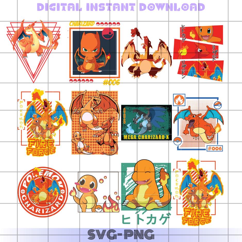Pokemon Charizard Svg Bundle, Pokemon Characters Svg, Anime Printable ...